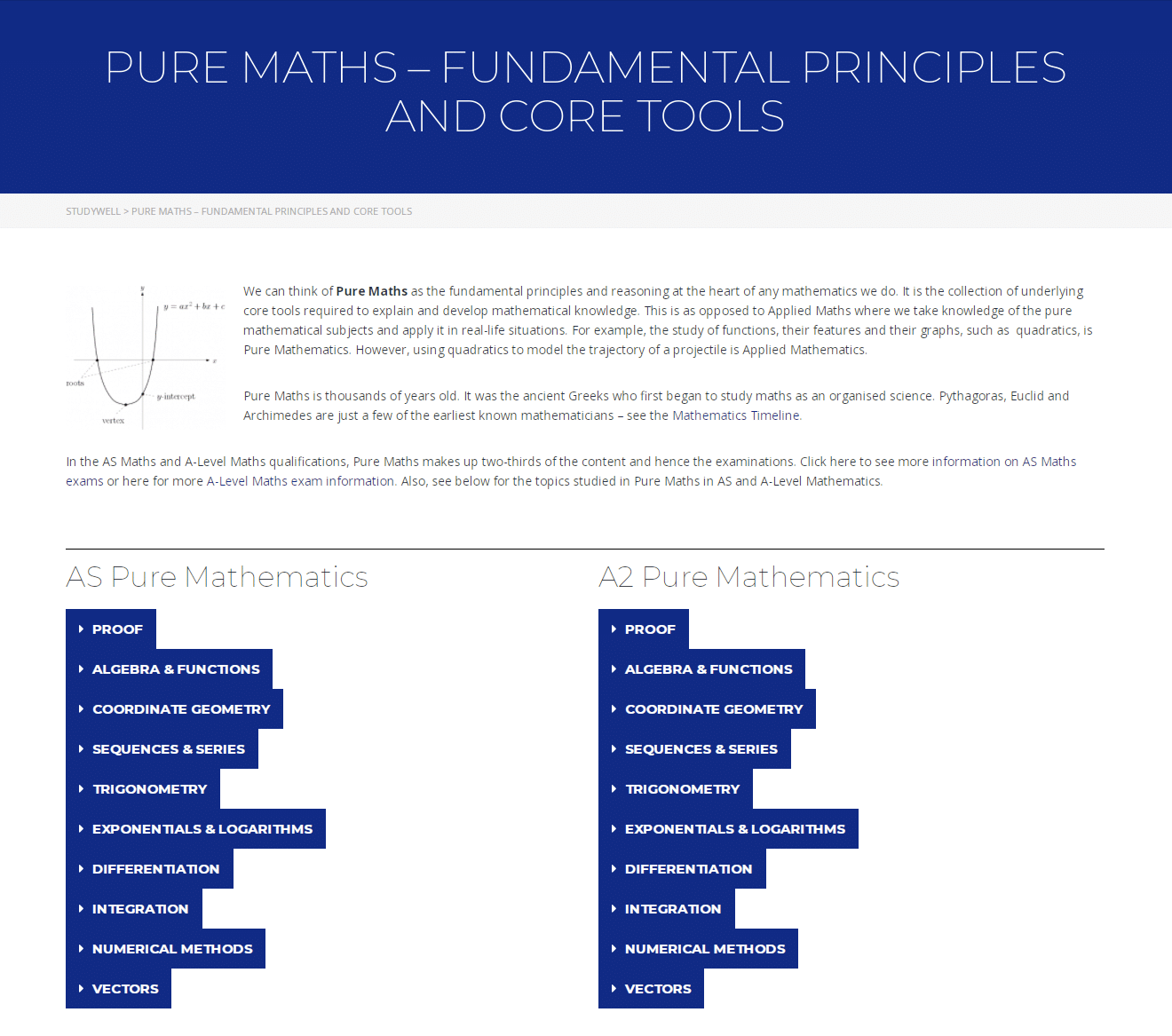 Pure Maths Fundamental Principles And Core Tools Studywell